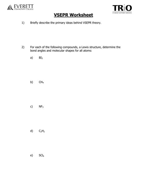 Vsepr Worksheet