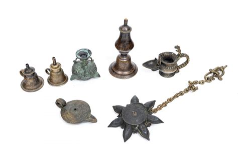 Collection Of Seven Antique Brass Oil Lamps 221994 Black Rock Galleries