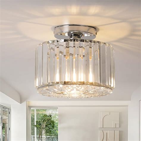 Crystal Semi Flush Light Fixture