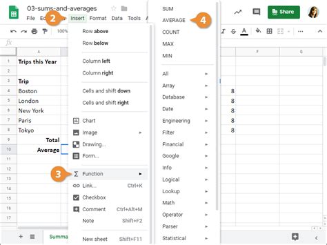Sums And Averages CustomGuide