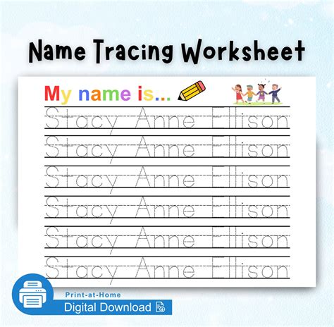Personalized Name Tracing Worksheet Custom Name Trace Sheet Prebabe Activity Homebabe