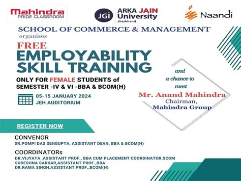 Free Employability Skill Training Arka Jain University