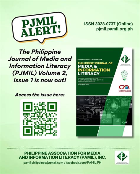 𝗣𝗨𝗕𝗟𝗜𝗖𝗔𝗧𝗜𝗢𝗡 𝗔𝗟𝗘𝗥𝗧 🚨 The Philippine Journal Of Media And Information Literacy Pjmil Volume 2