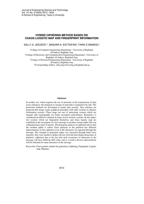 pdf hybrid ciphering method based on chaos logistic map and