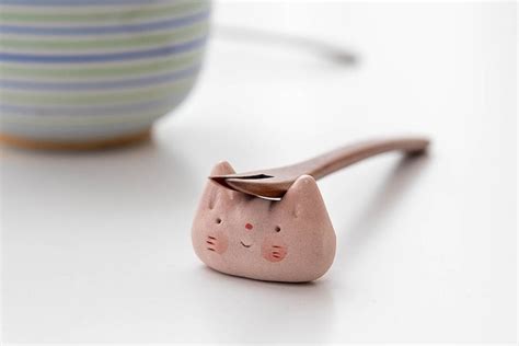 수저받침·수저통 핑크냥 도자기 젓가락받침 일본 수공예 수저받침 오늘의집 쇼핑