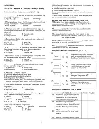 Set Ict Question DOC Operating Systems Computer Software And Applications