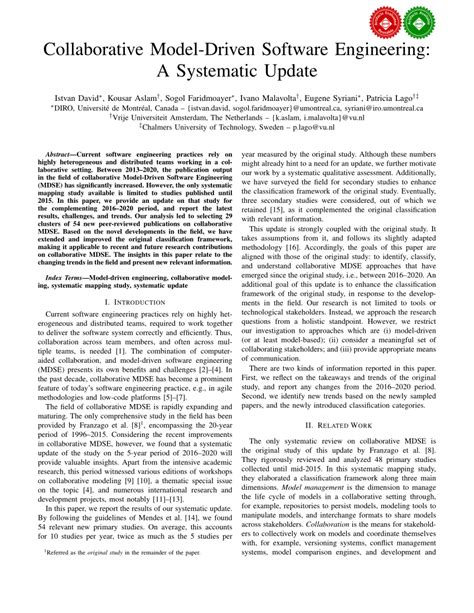 Pdf Collaborative Model Driven Software Engineering A Systematic Update