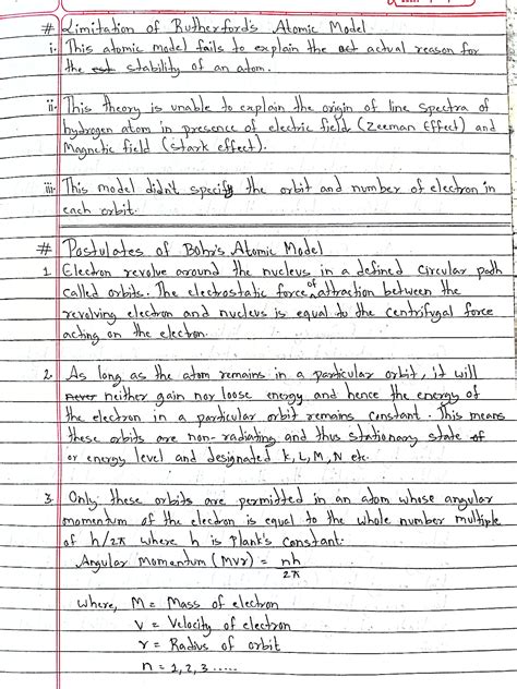 Atomic Structure Class 11 Chemistry Handwritten Notes Webnotee