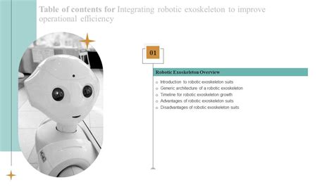 Table Of Contents For Integrating Robotic Exoskeleton To Improve Operational Efficiency