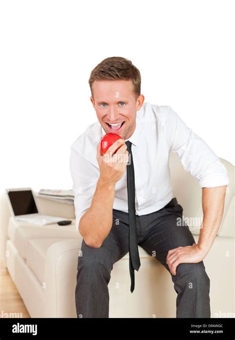 Man With Apple Stock Photo Alamy