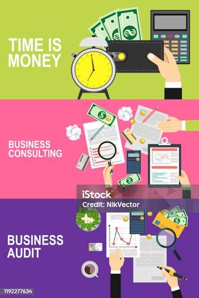 재무 감사 감사 세무 프로세스 연구 프로젝트 관리 계획 회계 분석 데이터 벡터 플랫 스타일입니다 시간은 돈입니다 개념에 대한 스톡 벡터 아트 및 기타 이미지 Istock
