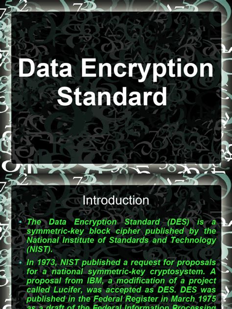 Overview Of Data Encryption Standard Des Pdf Cryptography