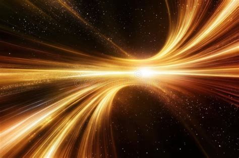 Golden Light Streams Through The Cosmic Void Creating A Sense Of Movement And Depth Stock