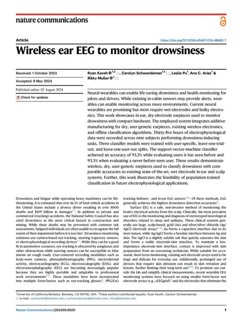 Wireless Ear Eeg To Monitor Drowsiness Pdf Electroencephalography