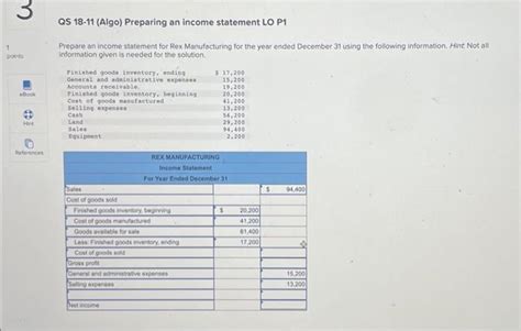 Solved Qs 18 11 Algo Preparing An Income Statement Lo P1