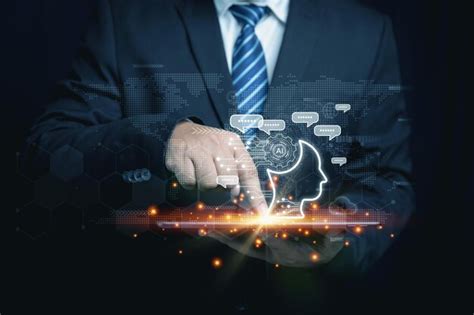 Premium Photo Virtual Assistant On Internet Businessman Use A Tablet Chatbot Conversation Ai