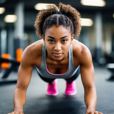 Premium Photo A Woman Is Doing Push Ups On A Treadmill