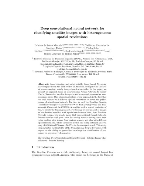 PDF Deep Convolutional Neural Network For Classifying Satellite Images With Heterogeneous