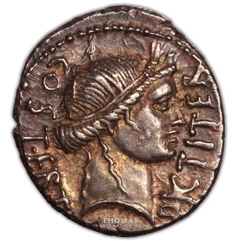 Roman Coin Julius Caesar Denarius Sicilian Mint Silver Au