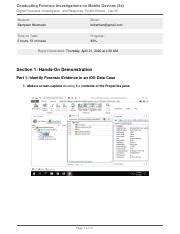 Forensic Investigations On Mobile Devices Lab 08 Analysis Course Hero