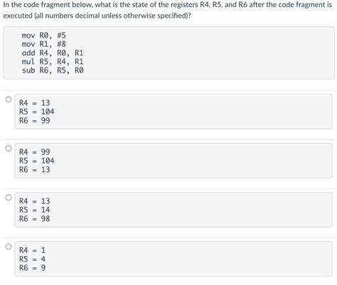 Solved In The Code Fragment Below What Is The State Of The