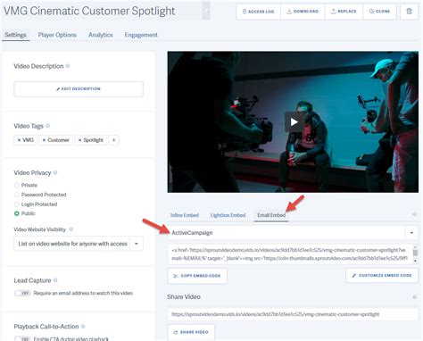 How To Generate Or Customize An Email Embed Code Sproutvideo Support