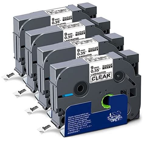 4X Label Tape Compatible For Brother Label Printer Tape 9mm TZe121 Black On Clear Brother Label