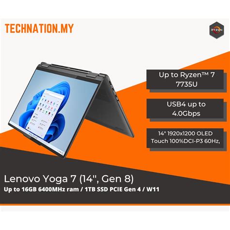 AMD Lenovo Yoga Gen Up To Ryzen U OLED DCI P KG Only Shopee Malaysia