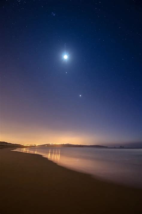 月亮，木星，金星 Moon Jupiter Venus图片星空图片素材 花瓣网