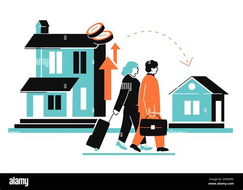 Forced Relocation Colorful Flat Design Style Illustration Stock
