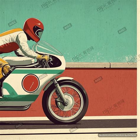 Ai创作图骑行墙绘 70年代插画 滑步车插画 波普风插画 欧美国外插画 70年代风格 波普风设计 红绿复古配色 骑摩托卡通人物 60年代风格 原创壁画设计 国外插画 扁平运动系类插画 波普艺术