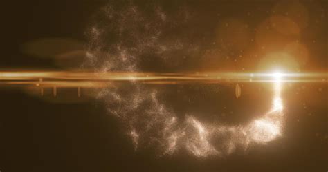 Abstract Yellow Glowing Energy Magic Particle Comet Flying Along Path Line Futuristic Hi Tech