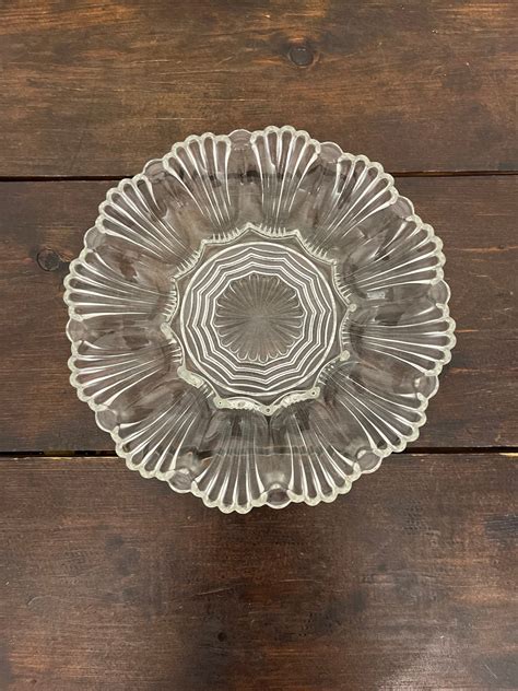 Vintage Glass Deviled Egg Plate Anchor Hocking Deviled Egg Platter 9 5” Deviled Egg Tray