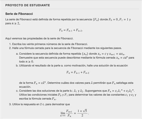 Solved Serie de Fibonacci La serie de Fibonacci está Chegg