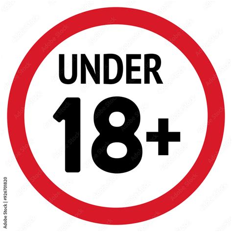 18 Adult Only Sign Age Limit Under 18 Years Old Is Forbidden Circle Sign Symbol Vector
