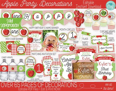 Apple Water Bottle Label Apple Drink Label Apple Birthday Etsy