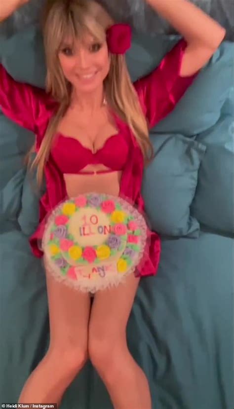 Heidi Klum Celebrates Million Instagram Followers By Eating Cake Dressed In Red Lingerie