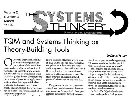 The Systems Thinker Tqm And Systems Thinking As Theory Building Tools