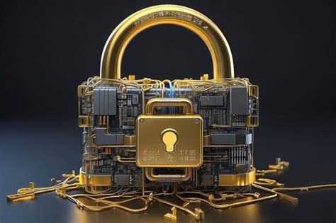 Premium Photo An Electrical Circuitintegrated Golden Padlock Generative Ai