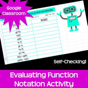 Evaluating Function Notation Google Classroom Distance Learning