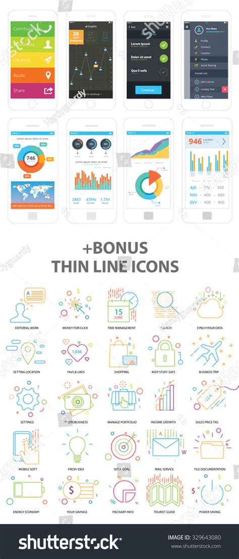 Wireframe Mobile App Ui Kit Set เวกเตอร์สต็อก ปลอดค่าลิขสิทธิ์ 329643080 Shutterstock