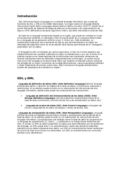 Doc Introducción Sql Structured Query Language