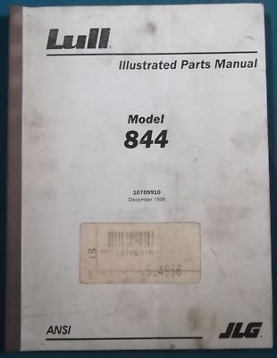 Lull Jlg 844 Series Telehandler Forklift Illustrated Parts Manual Book