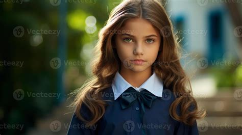 Ai Generated Young Schoolgirl Outdoors Neural Network Ai Generated