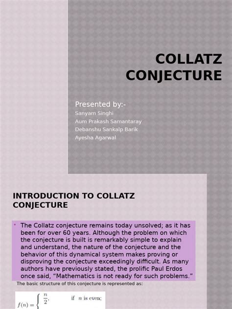 Presentation Collatz Cojecture Pdf Arithmetic Mathematical Concepts