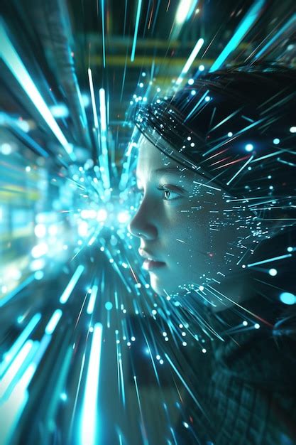 Premium Photo 3d Representation Of A Woman Emerging From A Digital Matrix