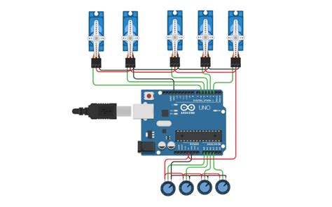 Circuit Design Multi Servo Controlled By Potentiometer Robotic Arm