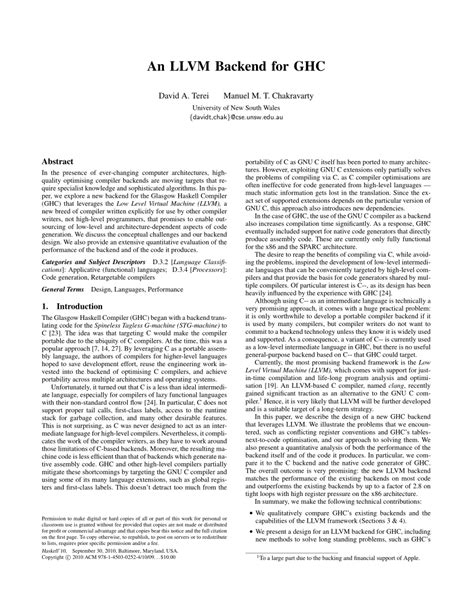 PDF An LlVM Backend For GHC
