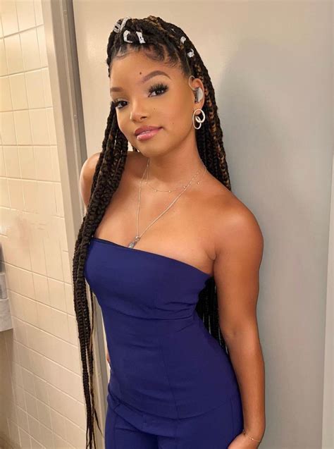 Halle Bailey In Misho S Mini Swirly Mismatched Hoops Can T Decide Between The Classic Or Chunky