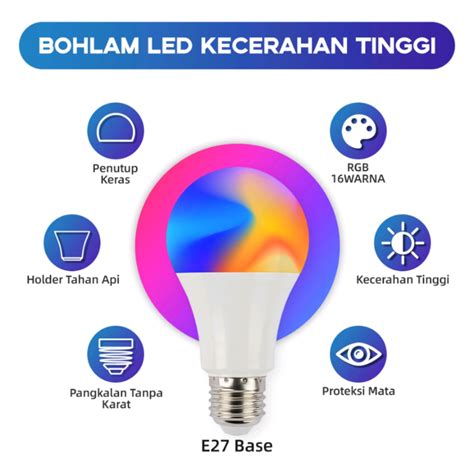 Jual LED RGB BULB REMOTE CONTROL BOHLAM LAMPU 16 WARNA WARNI Shopee Indonesia